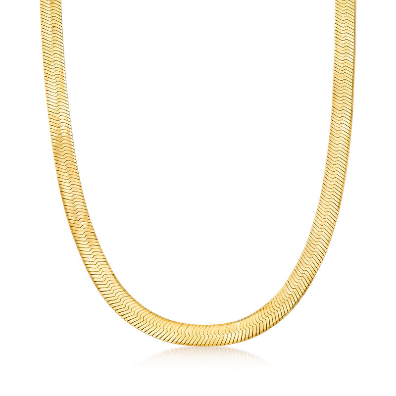 Italian 8mm 18kt Gold Over Sterling Herringbone Necklace. 18"