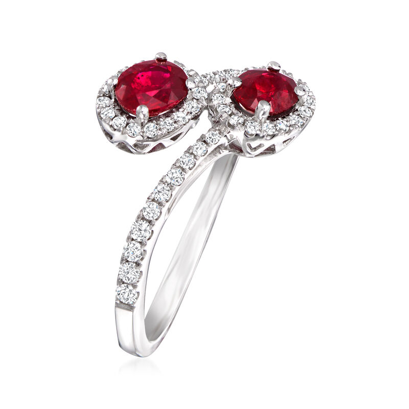 .60 ct. t.w. Ruby and .31 ct. t.w. Diamond Bypass Ring in 14kt White Gold