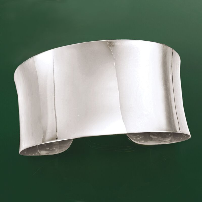 Sterling Silver Wide Polished Cuff Bracelet. 8"