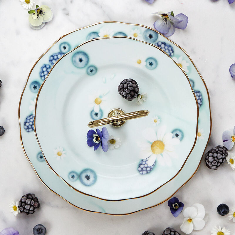 Royal Albert "Alpha Foodie" Two-Tier Cake Stand in Turquoise | Ross Simons