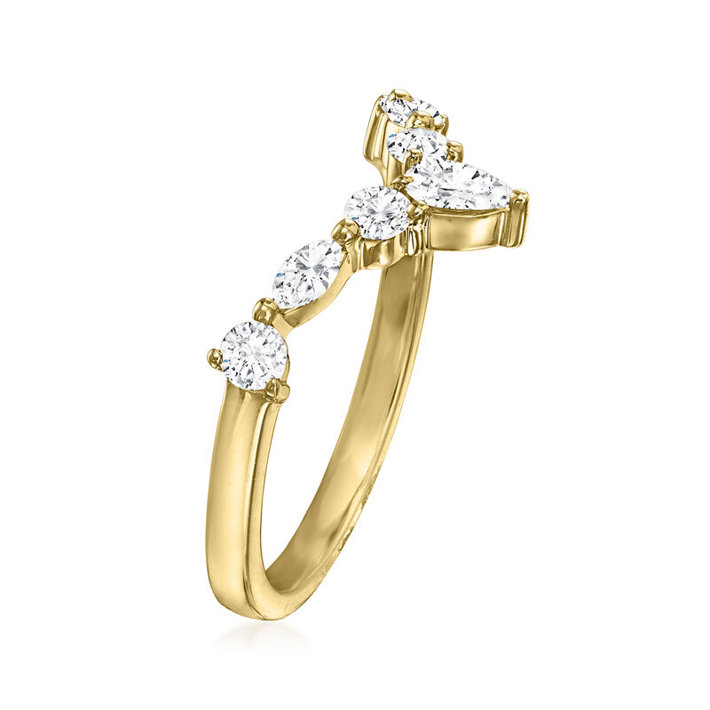 .54 ct. t.w. Diamond V Ring in 14kt Yellow Gold. Size 7
