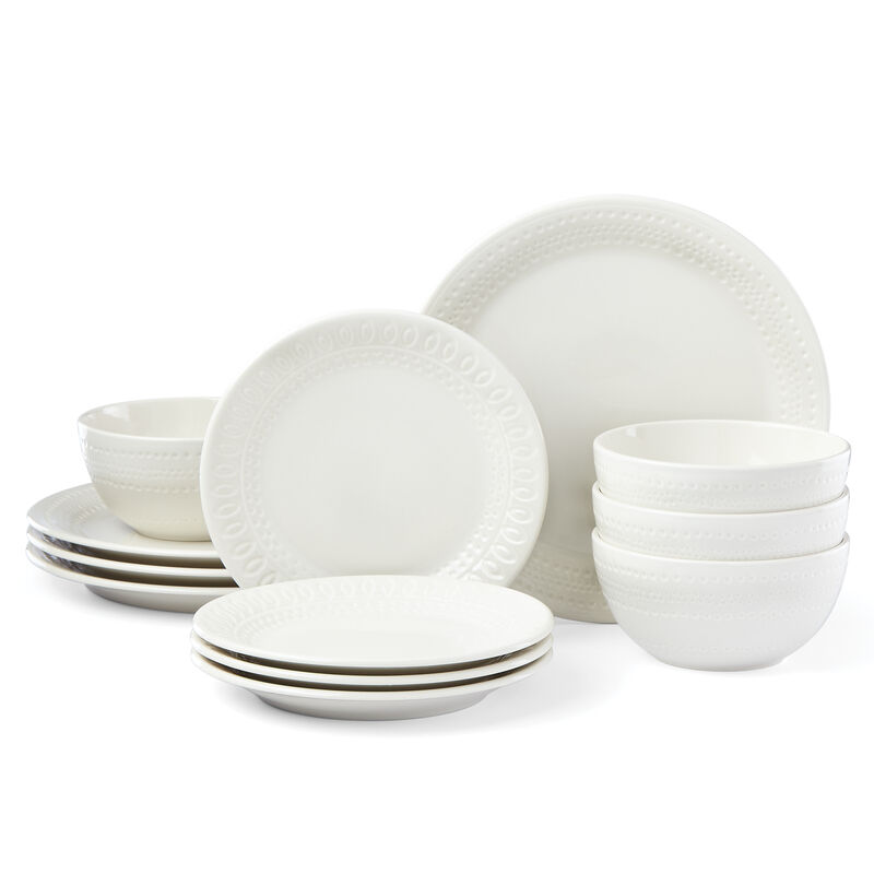Kate Spade New York "Willow Drive" Cream Ceramic 12-pc. Dinnerware Set ...