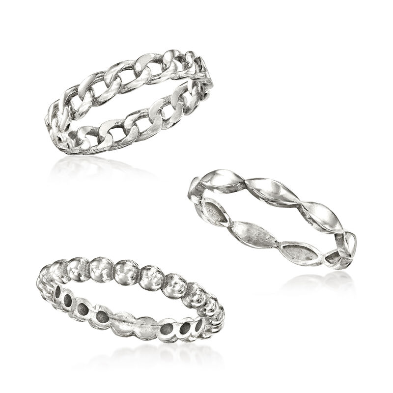 Sterling Silver Jewelry Set: Three Stackable Rings