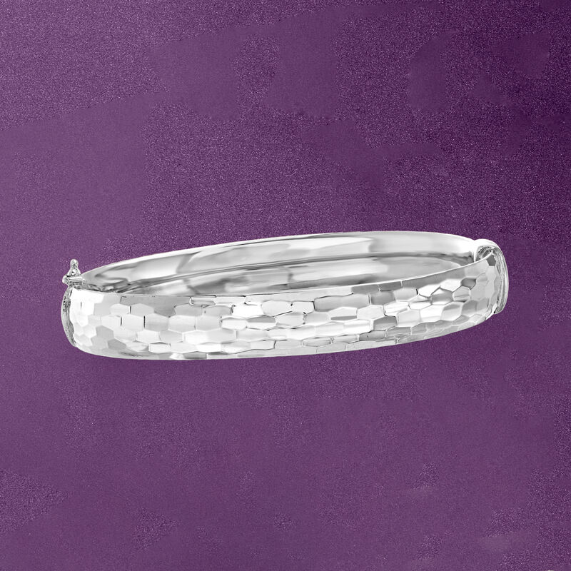 Sterling Silver Geometric-Pattern Bangle Bracelet