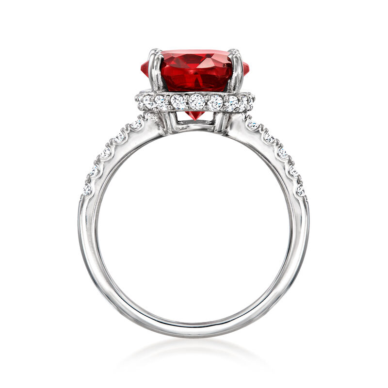 5.50 Carat Simulated Ruby and .50 ct. t.w. CZ Ring in Sterling Silver