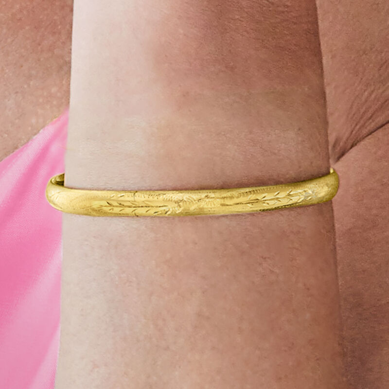14kt Yellow Gold Floral Bangle Bracelet | Ross Simons