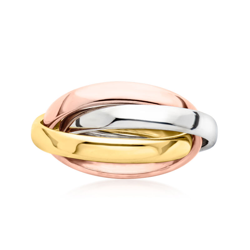 Italian 14kt Tri-Colored Gold Rolling Ring