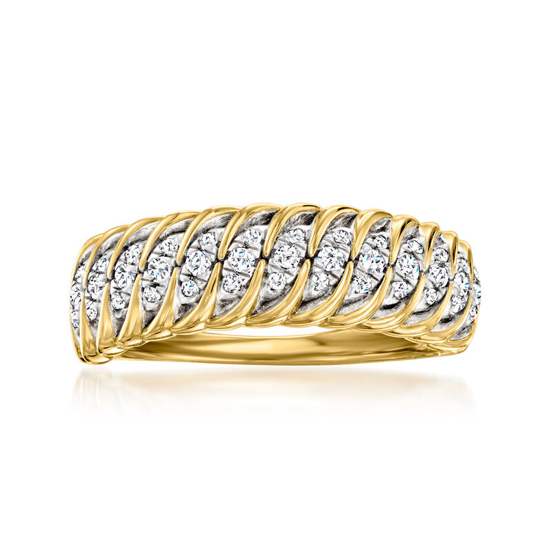 .50 ct. t.w. Diamond Croissant Ring in 18kt Gold Over Sterling. Size 8 ...