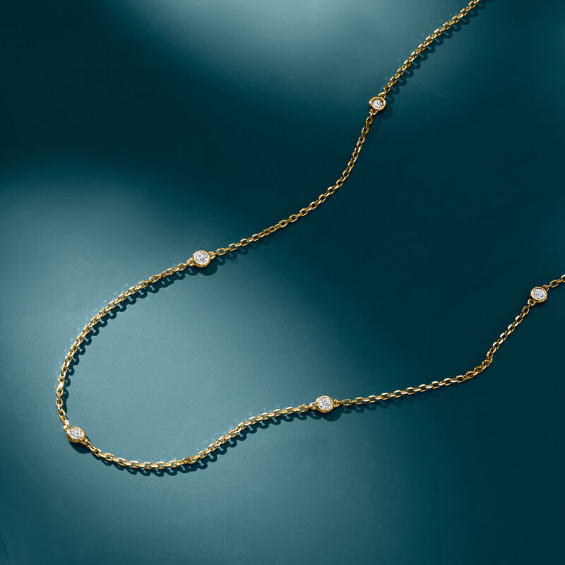 .33 ct. t.w. Lab-Grown Diamond Station Necklace in 18kt Gold Over Sterling