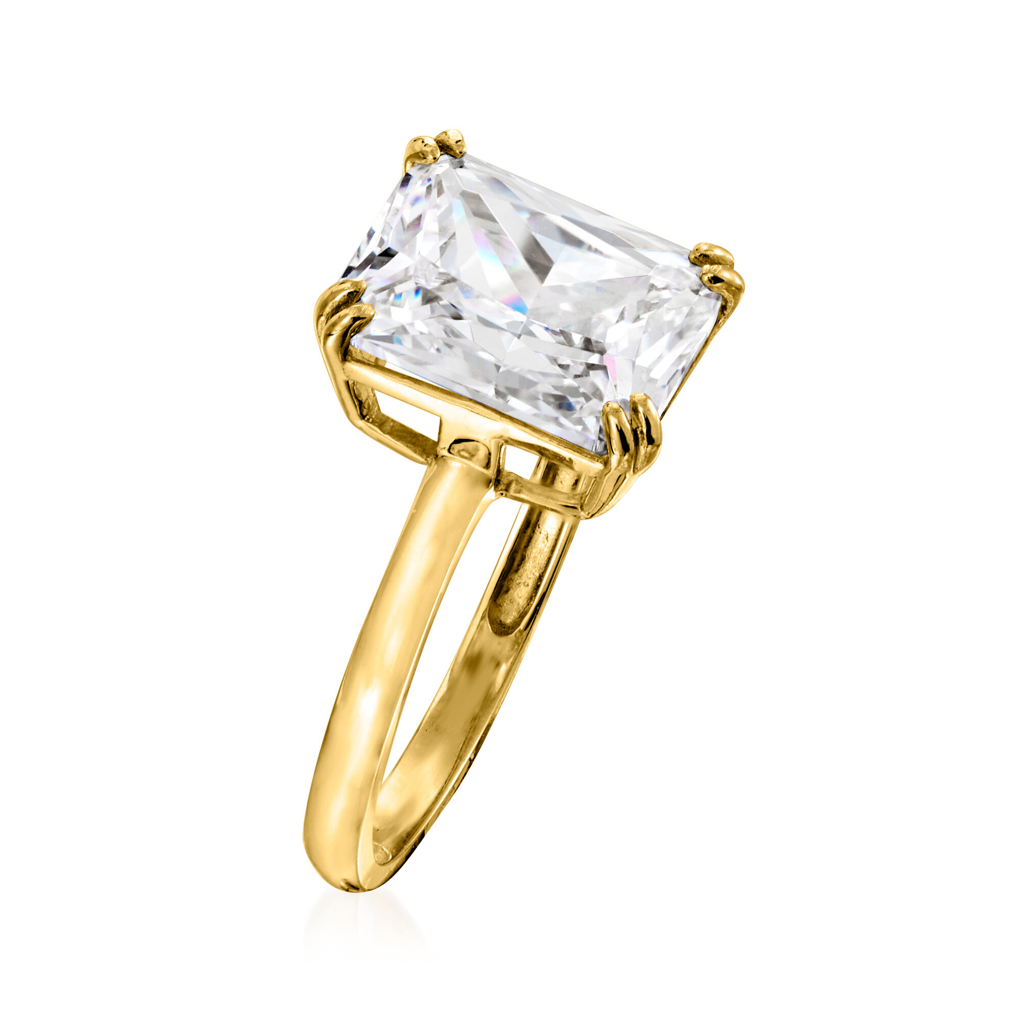 4.25 Carat CZ Solitaire Ring in 14kt Yellow Gold