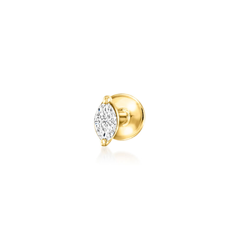 Marquise Lab-Grown Diamond Single Flat-Back Stud Earring in 14kt Yellow ...