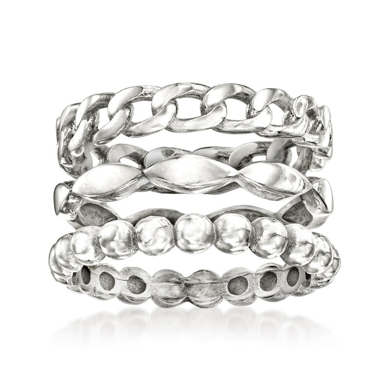 Sterling Silver Jewelry Set: Three Stackable Rings