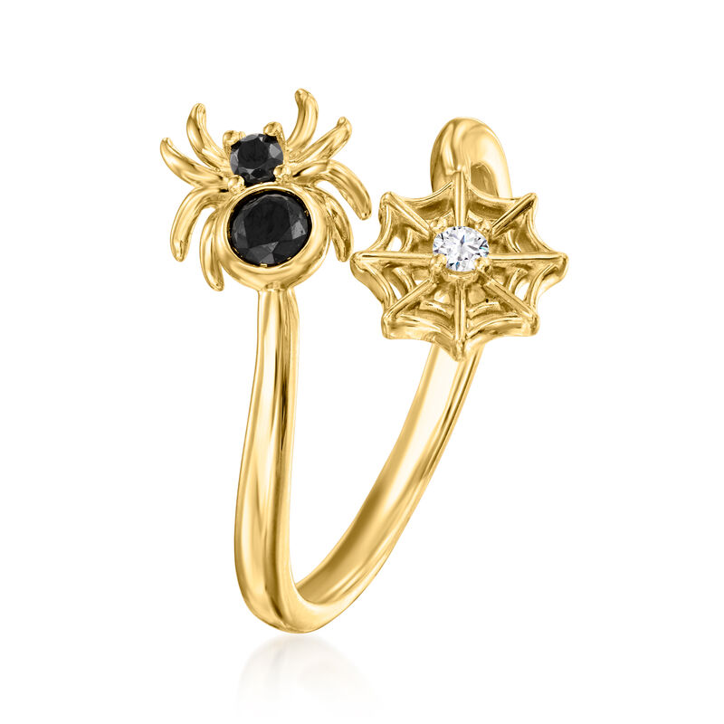 .70 ct. t.w. Black Spinel Spider Bypass Ring with Single Lab-Grown ...