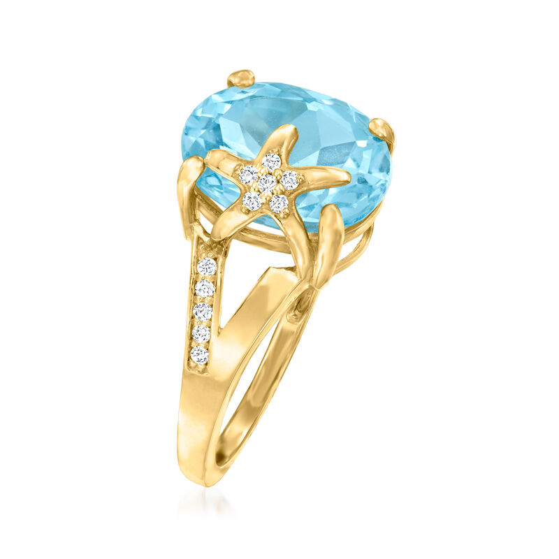 4.60 ct. t.w. Sky Blue and White Topaz Starfish Ring in 14kt Yellow ...