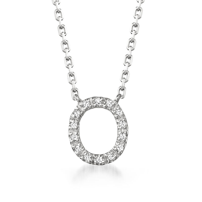O - Diamond Initial Necklace in Sterling Silver. 16" | Ross Simons