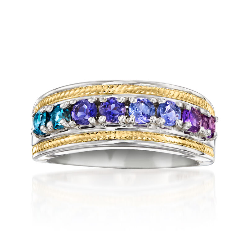 .50 ct. t.w. Multi-Gemstone Ring in Sterling Silver and 18kt Gold Over ...