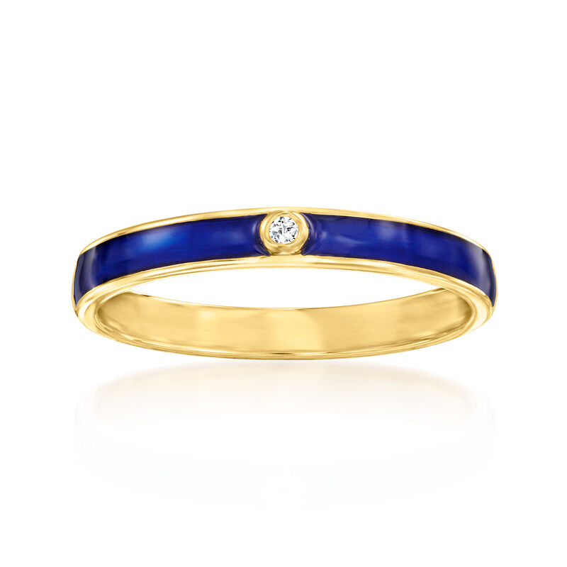 Diamond Blue Enamel Ring in 18kt Gold Over Sterling | Ross Simons