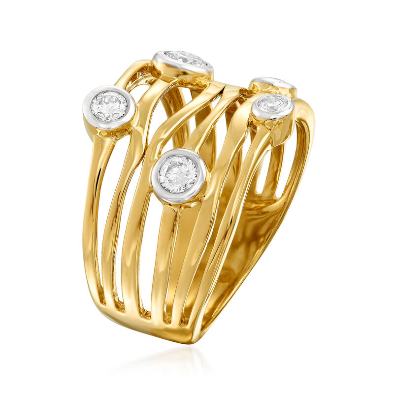 .50 ct. t.w. Bezel-Set Diamond Highway Ring in 14kt Yellow Gold | Ross ...