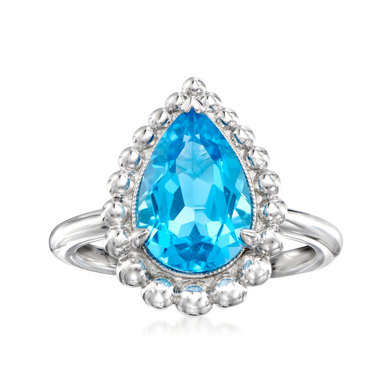 Gabriel Designs 3.25 Carat Swiss Blue Topaz Ring in Sterling Silver ...