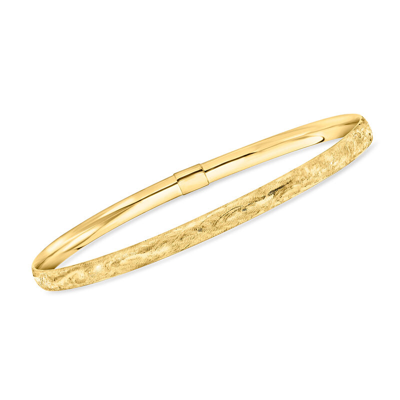 Italian 10kt Yellow Gold Brushed Bangle Bracelet