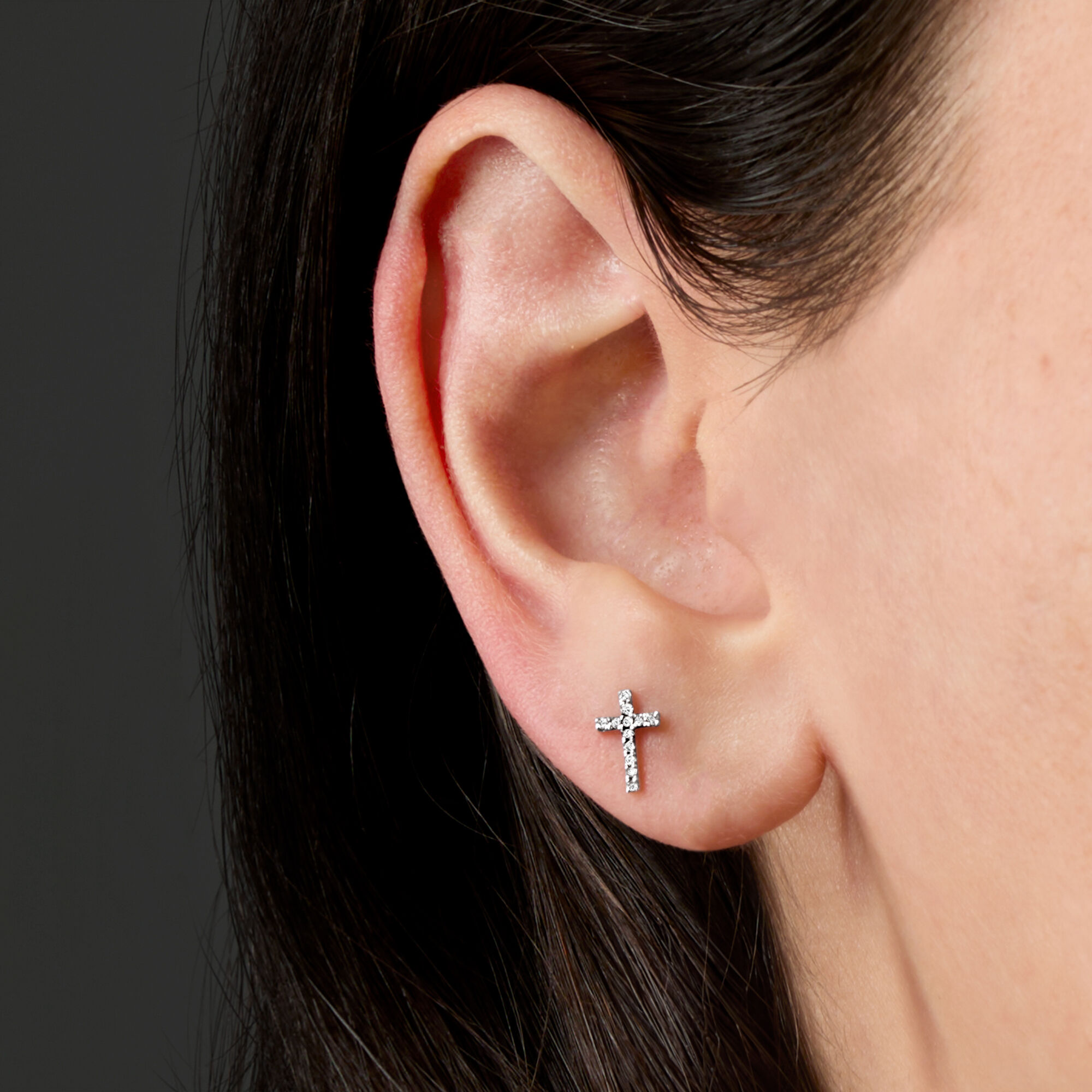10 ct. t.w. Diamond Cross Earrings in Sterling Silver