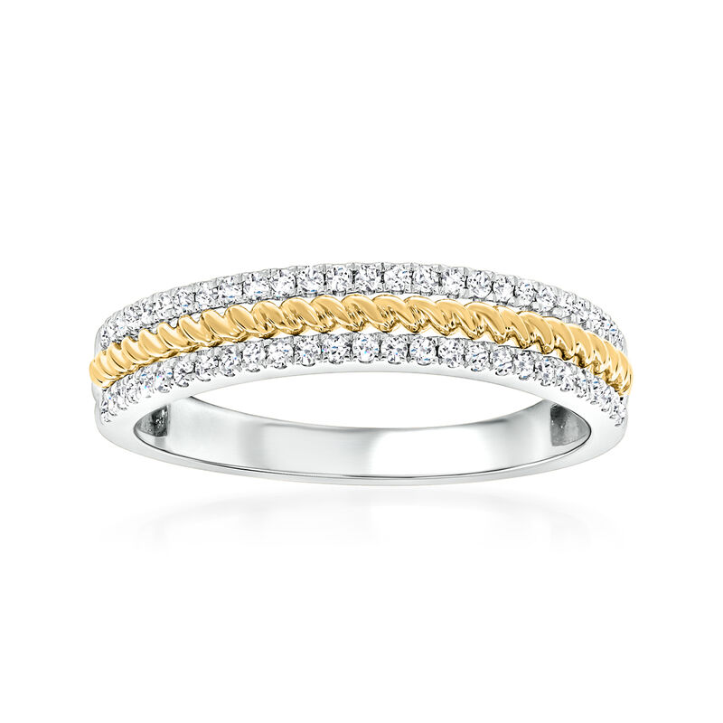 .25 ct. t.w. Diamond Twisted Ring in Sterling Silver and 18kt Gold Over ...