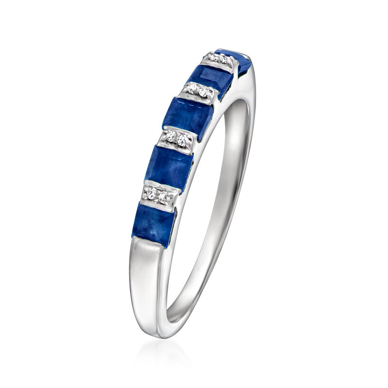 1.40 ct. t.w. Sapphire Ring with Diamonds in Sterling Silver