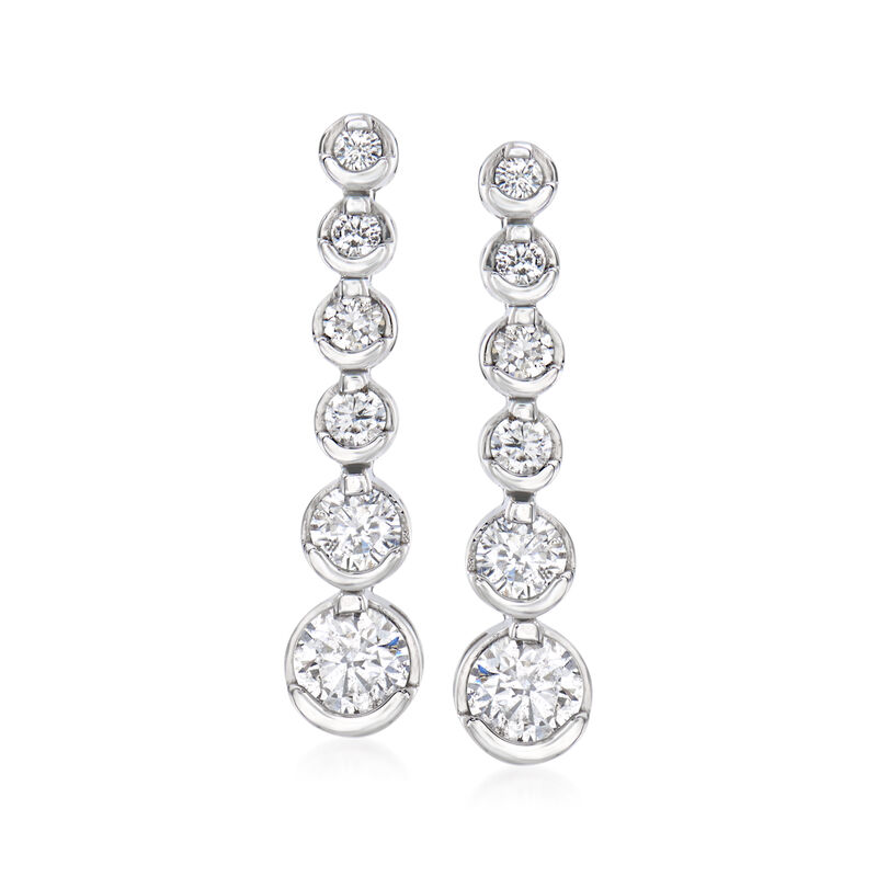 1.00 ct. t.w. Diamond Graduated Linear Drop Earrings in 14kt White Gold ...