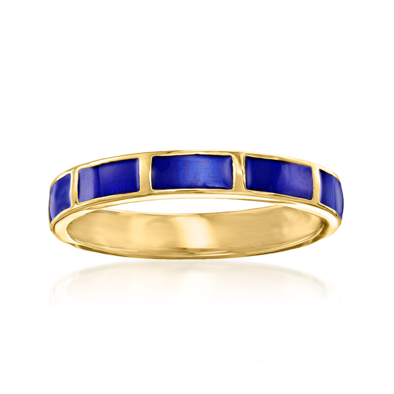 Blue Enamel Ring in 18kt Gold Over Sterling