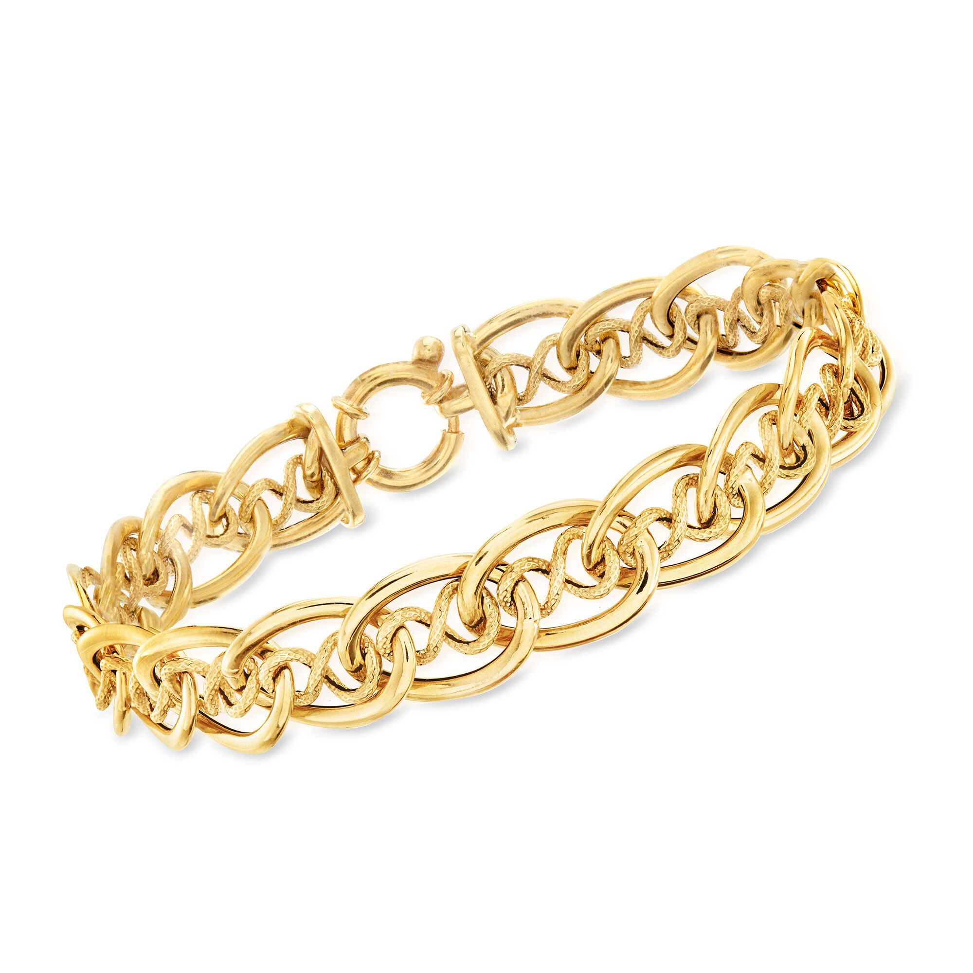 Italian 14kt Yellow Gold Infinity and Oval Link Bracelet
