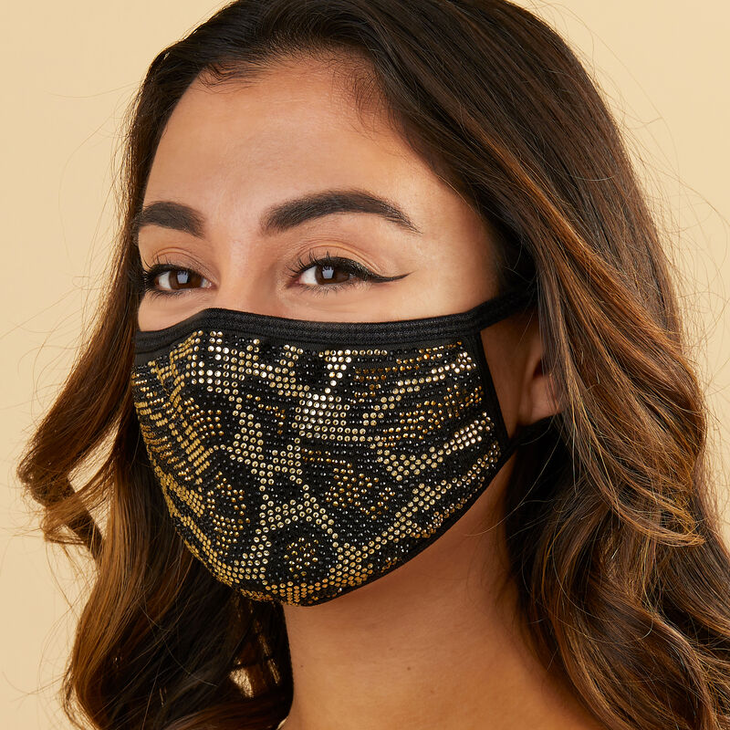 leopard print face gems