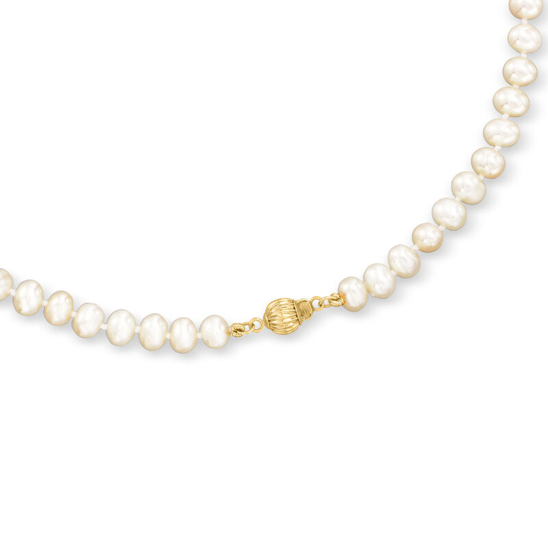 5-6mm Cultured Pearl Necklace with 14kt Yellow Gold
