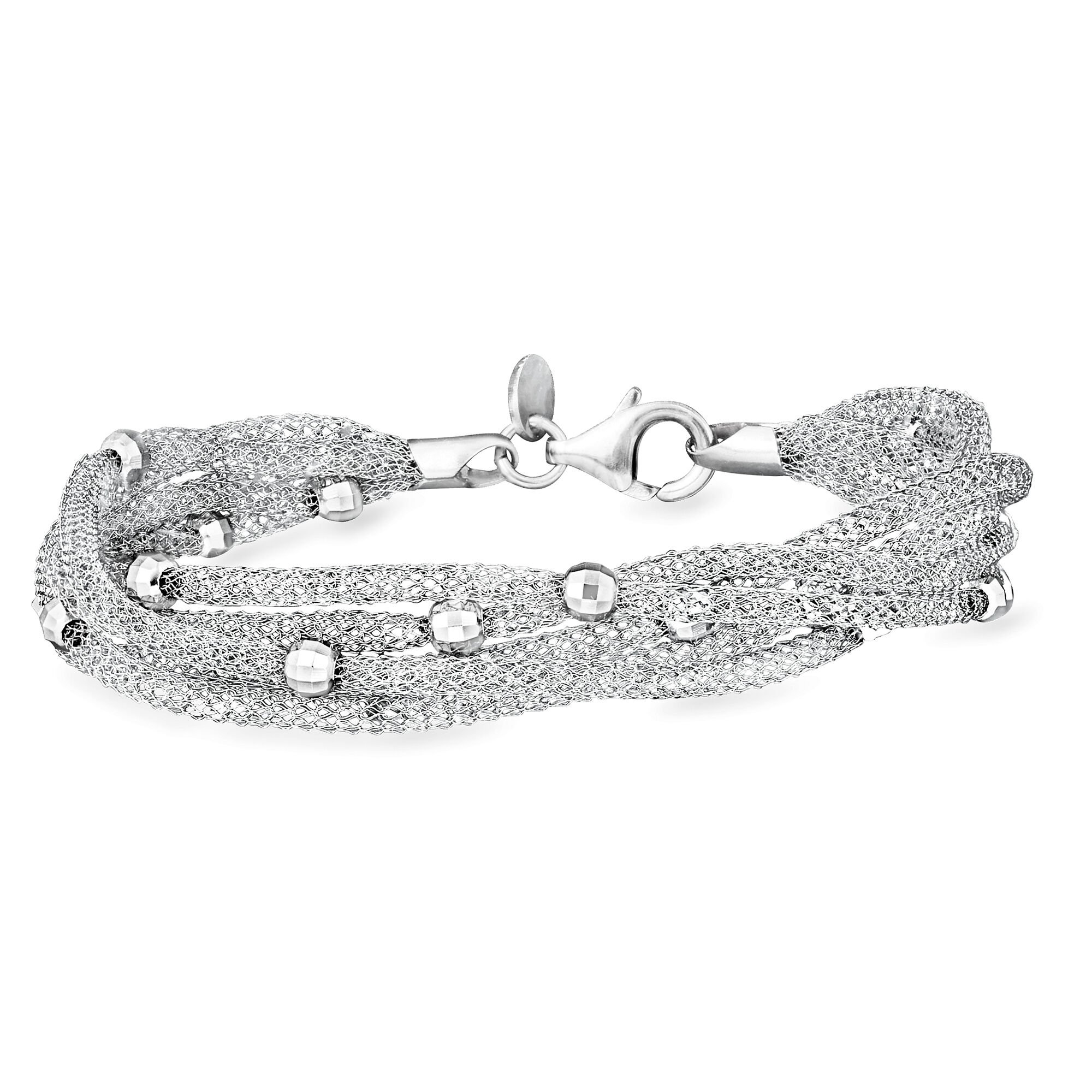 Italian Sterling Silver Multi-Strand Mesh Bracelet Italian Sterling Silver Multi-Strand Mesh Bracelet