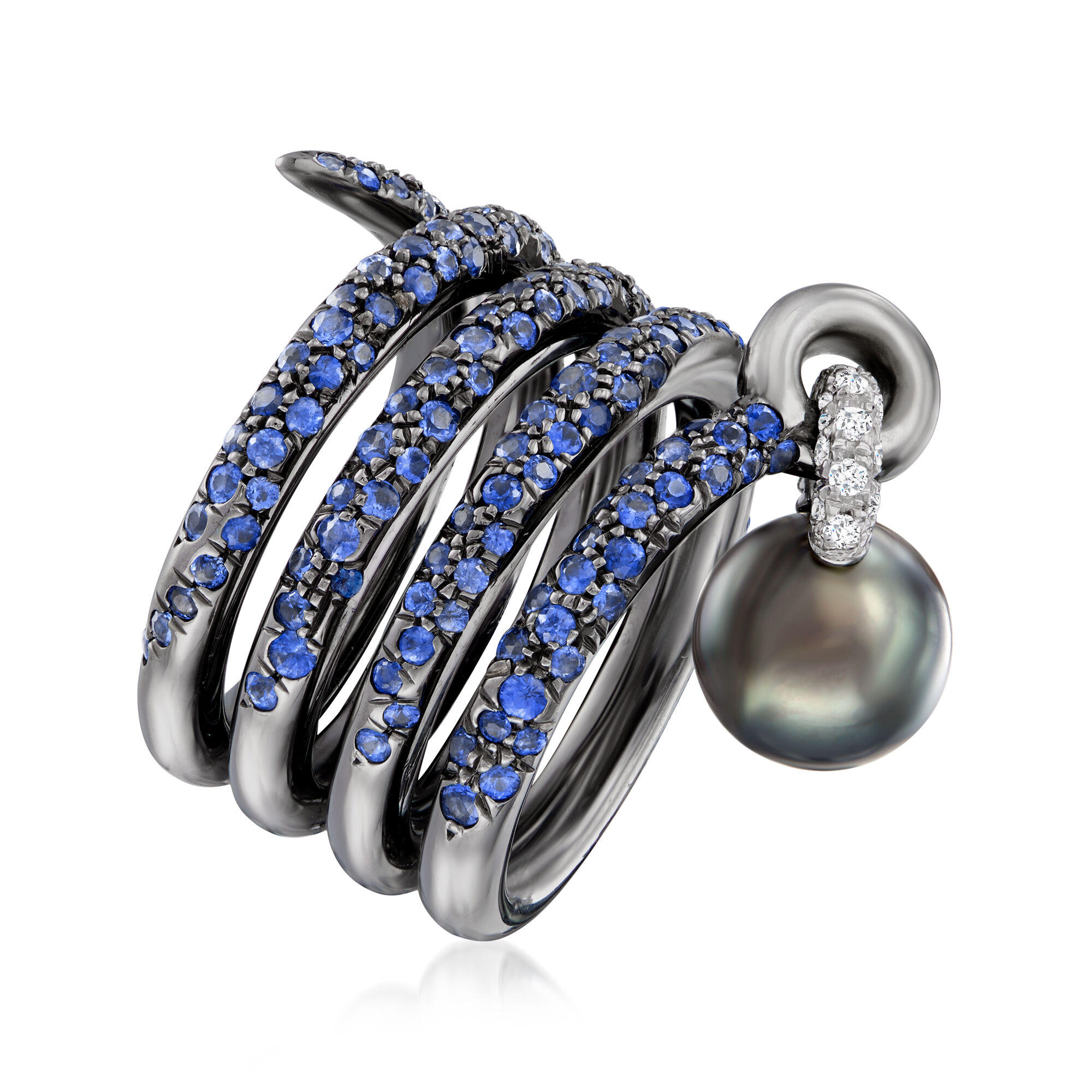 Italian 9-10mm Black Cultured Tahitian Pearl and 5.50 ct Italian 9-10mm Black Cultured Tahitian Pearl and 5.50 ct