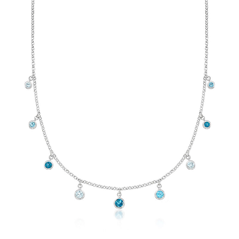 2.80 ct. t.w. Bezel-Set Tonal Blue Topaz Station Necklace in Sterling ...