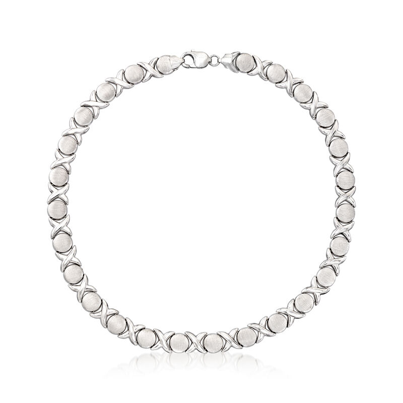 Italian Sterling Silver Stampato XO Necklace | Ross Simons