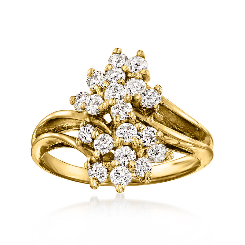 C. 1980 Vintage .75 ct. t.w. Diamond Waterfall Ring in 14kt Yellow Gold ...