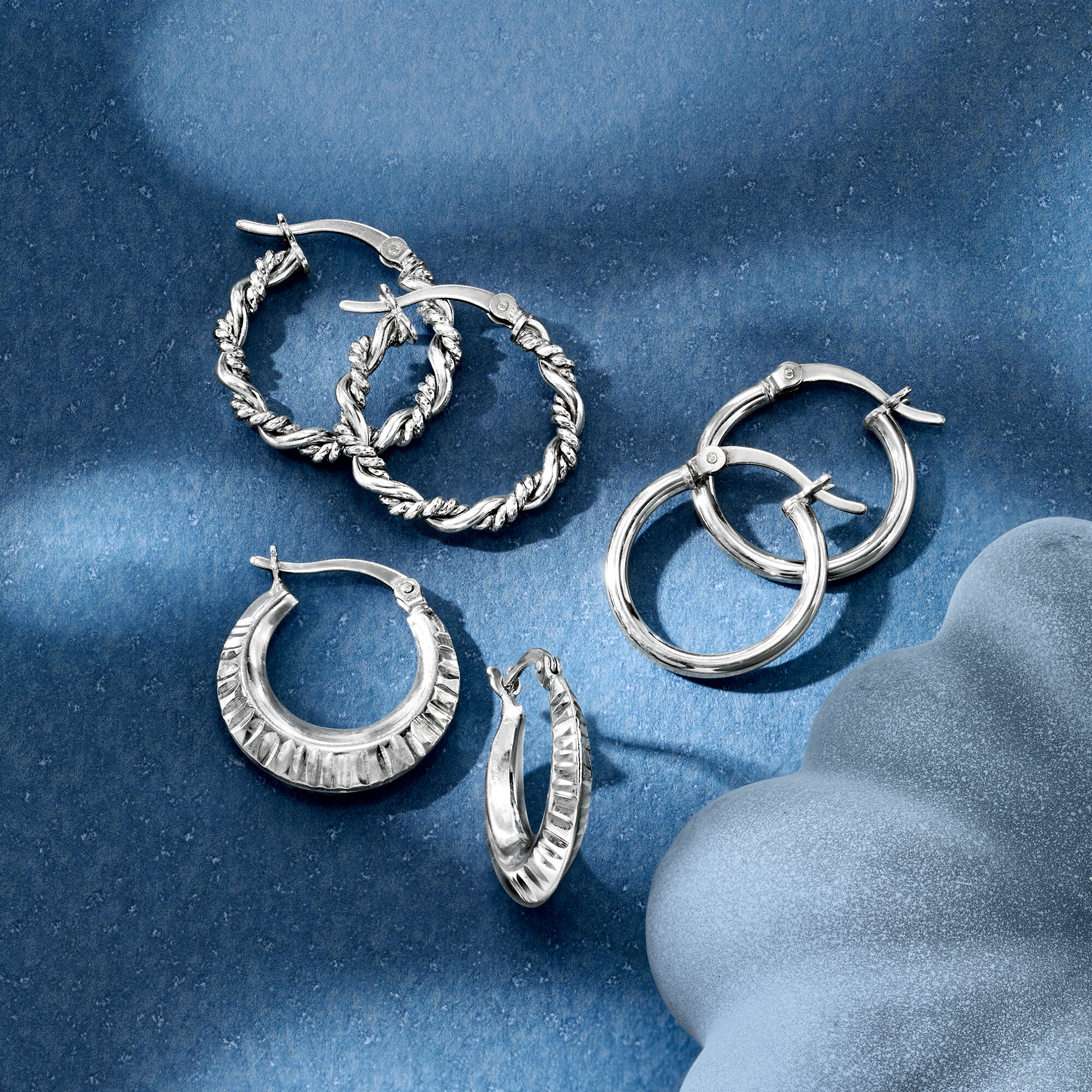 Ross Simons Sterling Silver Jewelry Set Three Pairs of Hoop Earrings. 3 4
