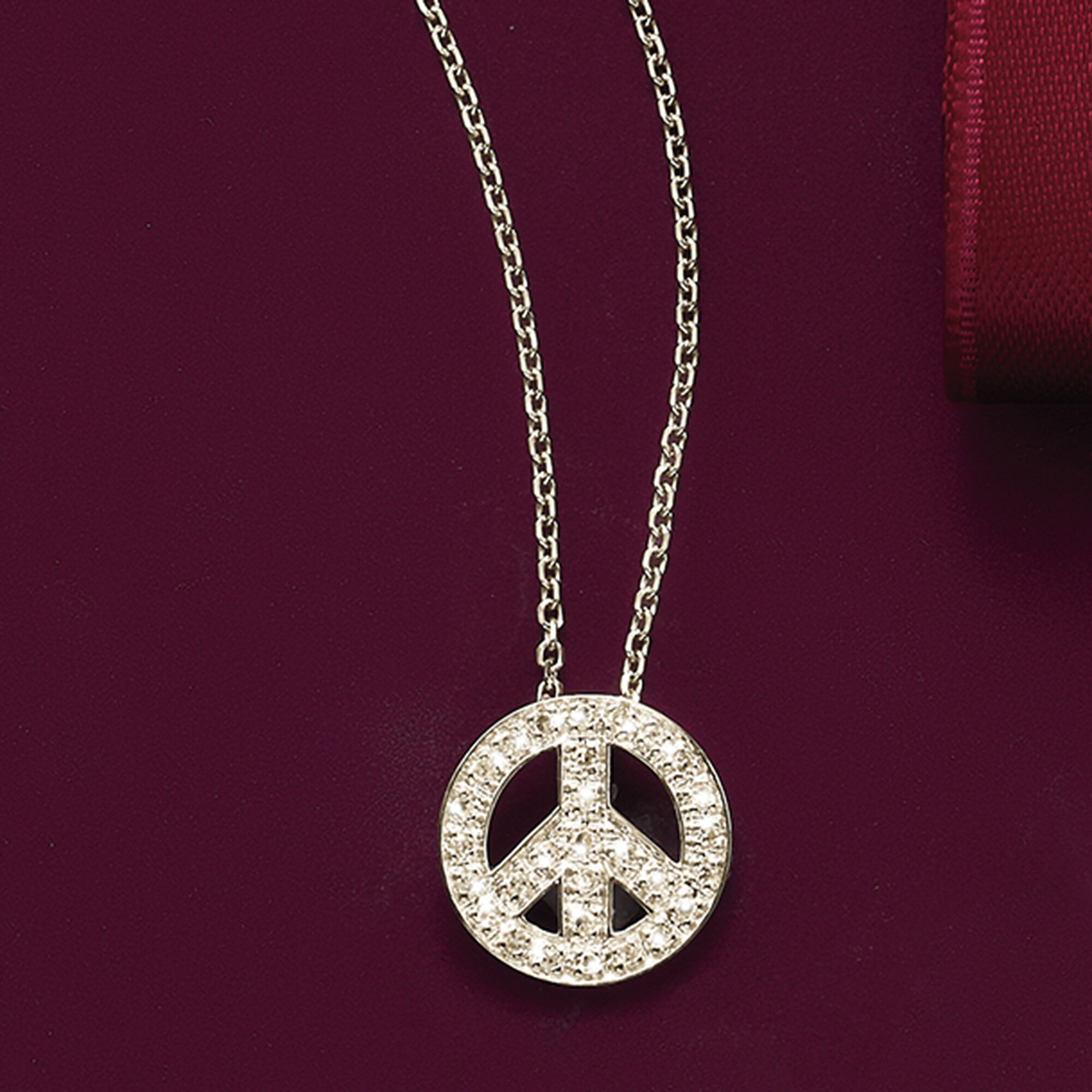 10 ct. t.w. Diamond Peace Sign Pendant Necklace in 14kt White Gold