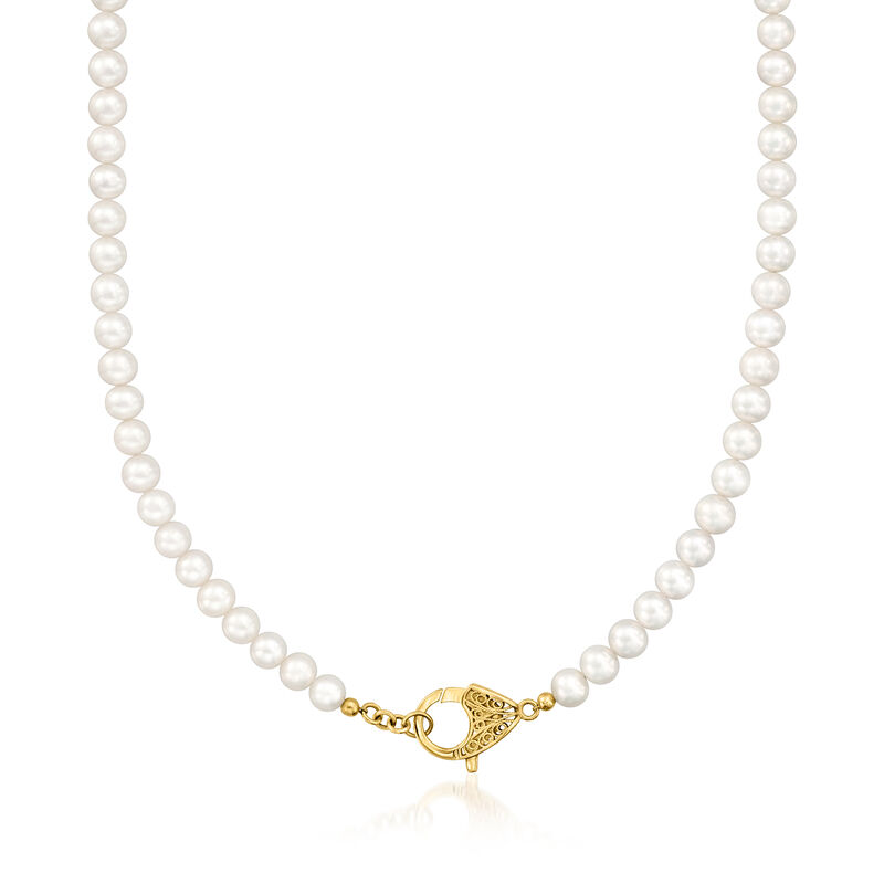 6.5-7mm Cultured Pearl Lobster Clasp Necklace in 18kt Gold Over Sterling | Ross Simons