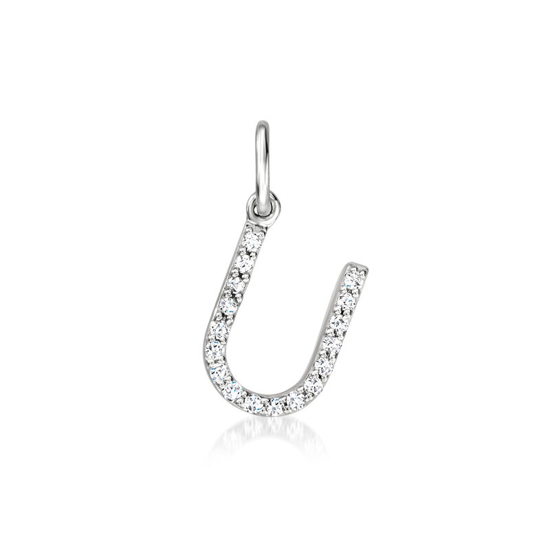 U - Diamond Initial Charm in Sterling Silver | Ross Simons