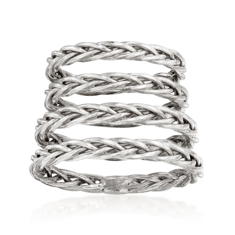 Sterling Silver Jewelry Set: Four Multi-Sized Braided Rings | Ross ...