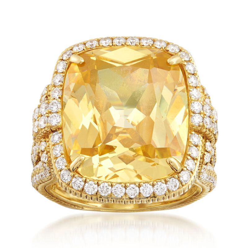 Judith Ripka Canary Yellow Crystal and 1.48 ct. t.w. Diamond Ring in ...