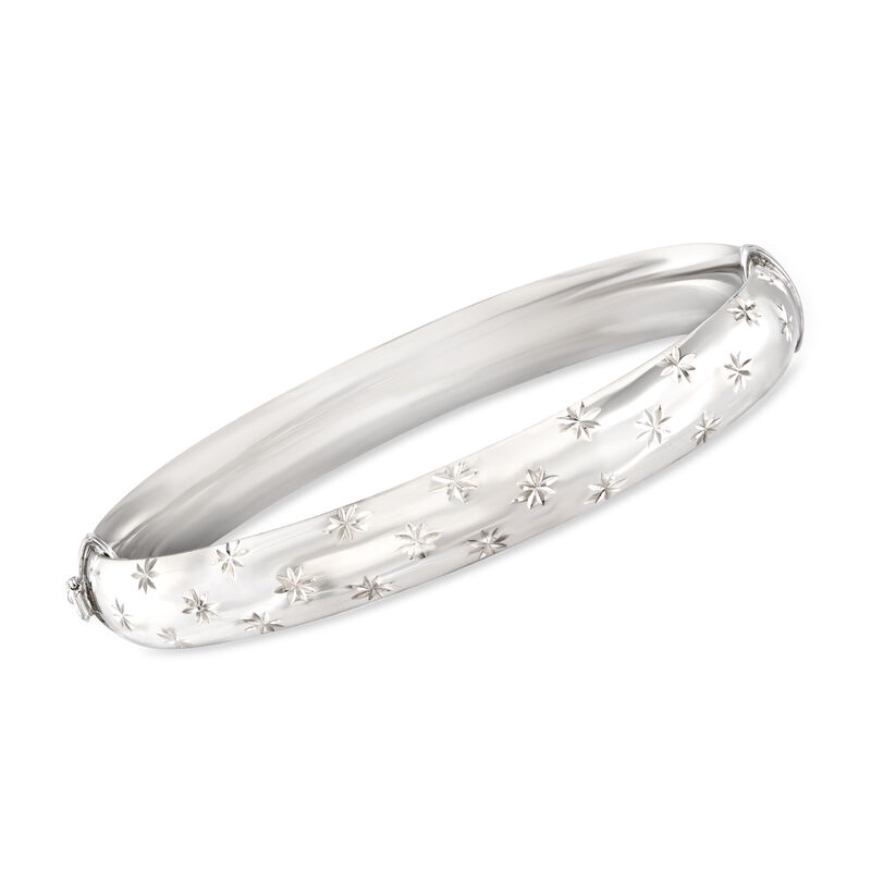 Diamond-Cut and Polished Sterling Silver Bangle Bracelet | Ross Simons