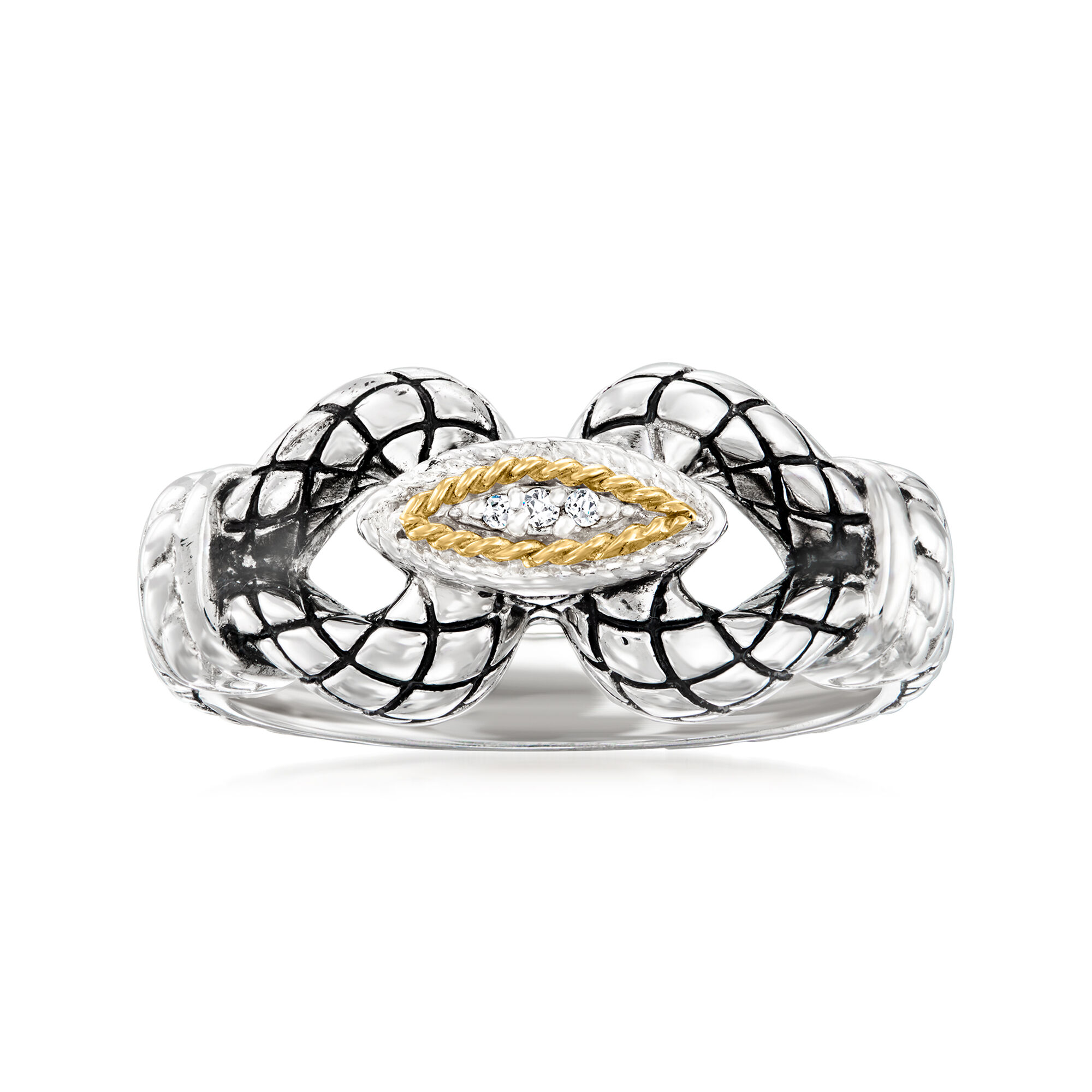 Andrea Candela Maravilla Diamond Accented Ring in Sterling Silver and 18kt Yellow Gold
