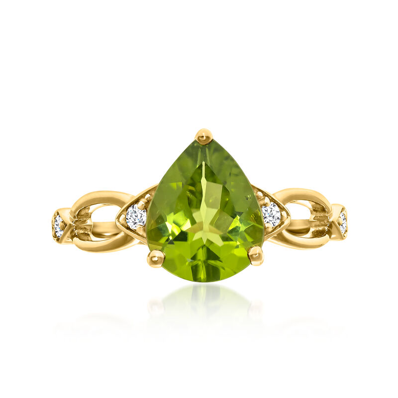 2.50 Carat Peridot and .11 ct. t.w. Diamond Ring in 14kt Yellow Gold
