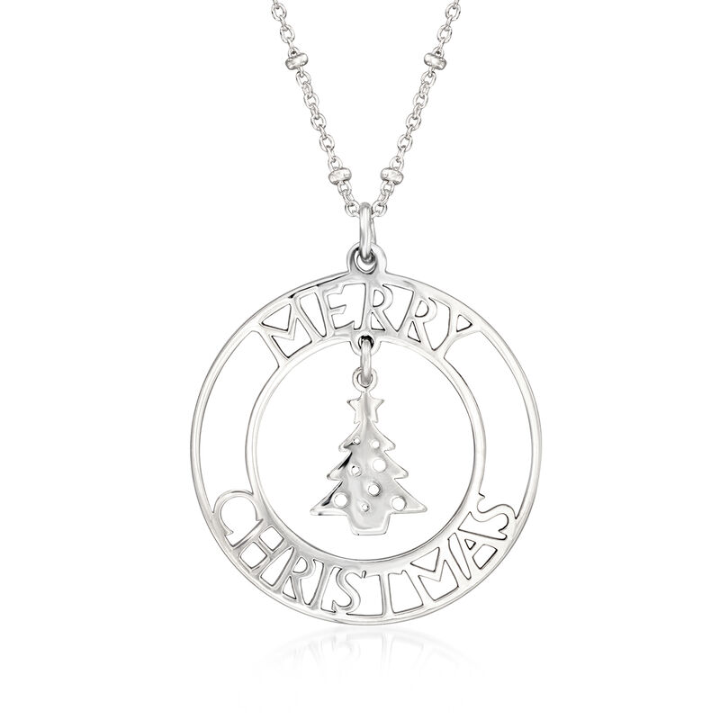 Sterling Silver "Merry Christmas" Pendant Necklace | Ross Simons