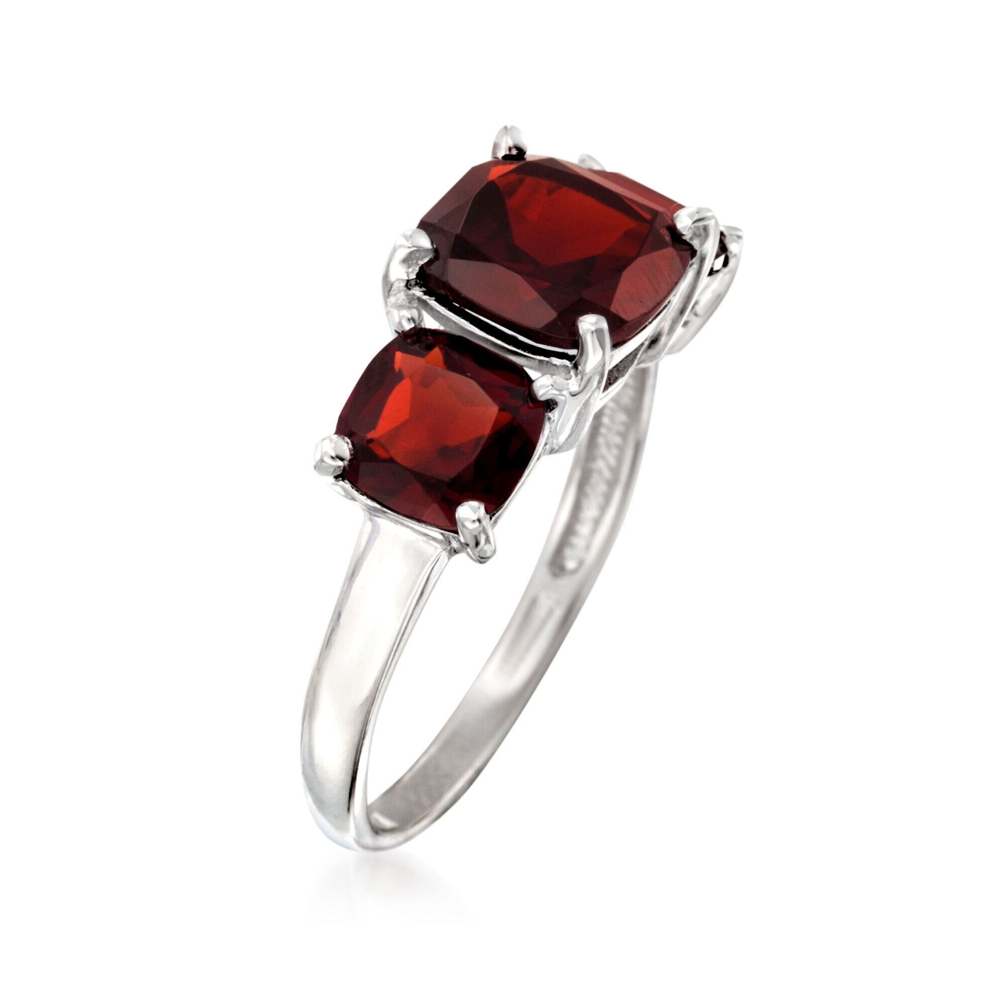4.80 ct. t.w. Garnet Three-Stone Ring in Sterling Silver 4.80 ct. t.w. Garnet Three-Stone Ring in Sterling Silver