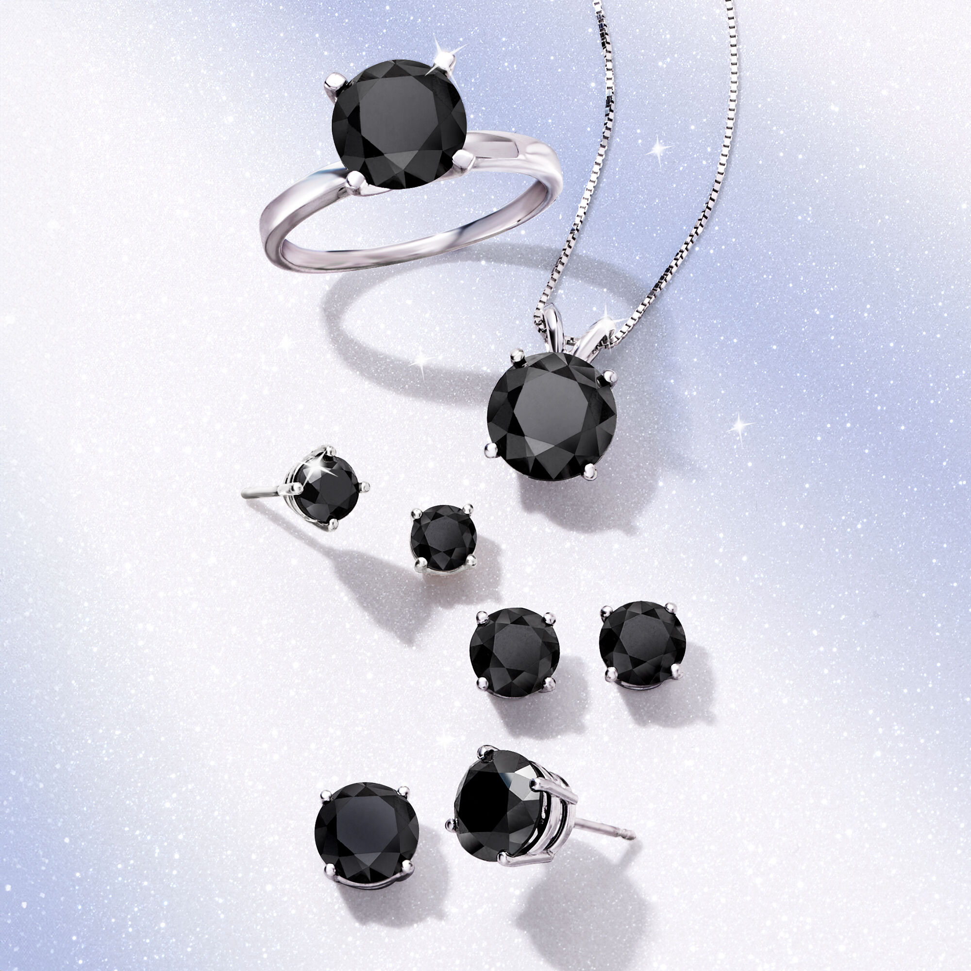 3.00 Carat Black Diamond Solitaire Necklace in 14kt White Gold