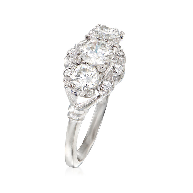 C. 1980 Vintage 1.12 ct. t.w. Diamond Cocktail Ring in 14kt White Gold ...